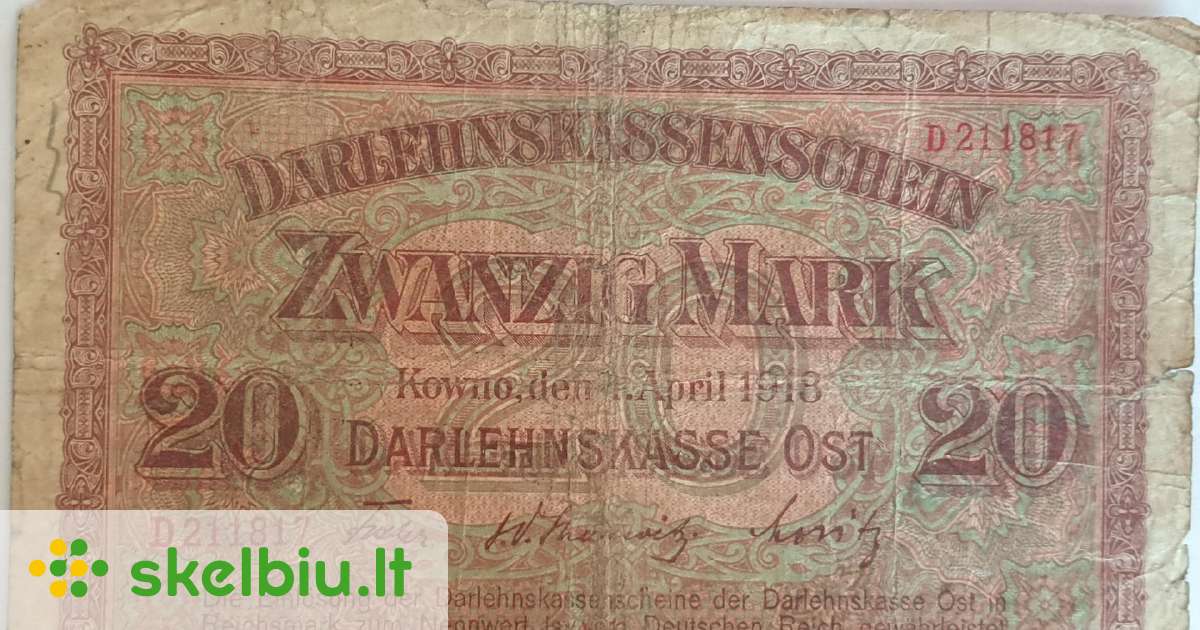 1918 metų 20 ostmarkės - Skelbiu.lt