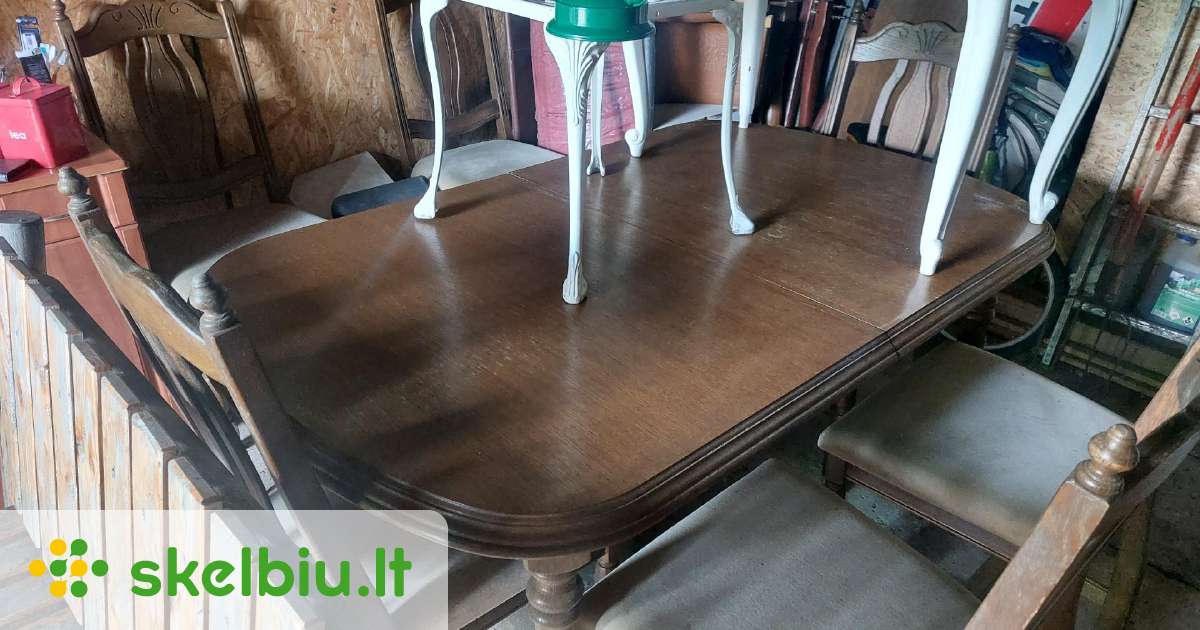 Azuolinis stalas didelis su 2 pratesimais - Skelbiu.lt