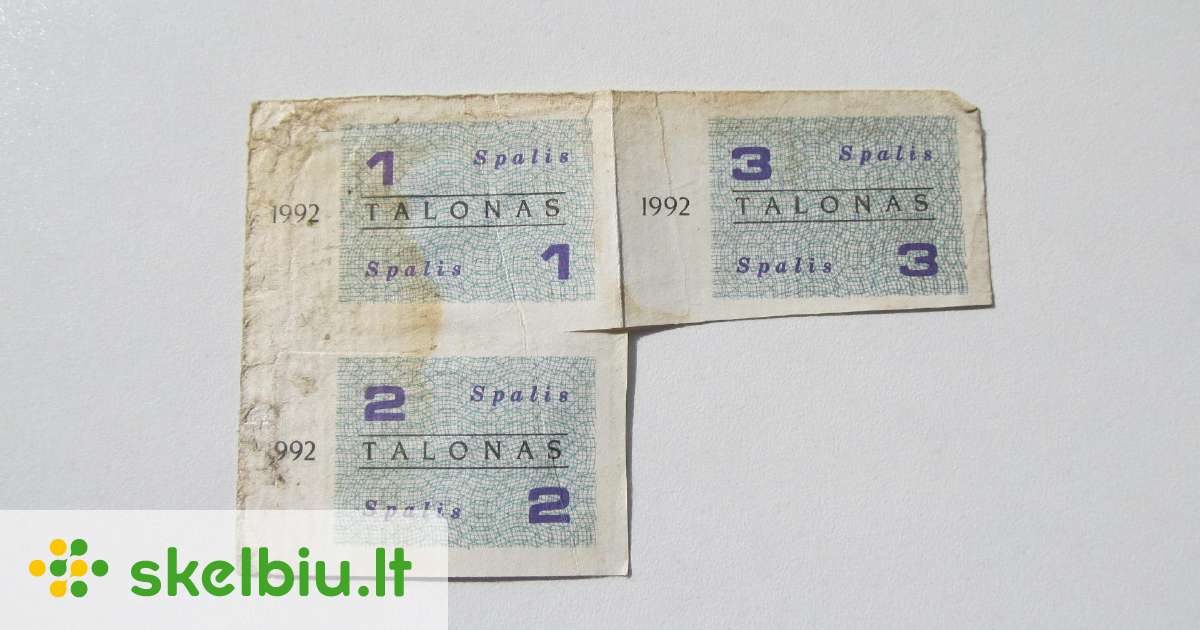 Maisto talonai , Lietuva , 1992 spalis - Skelbiu.lt