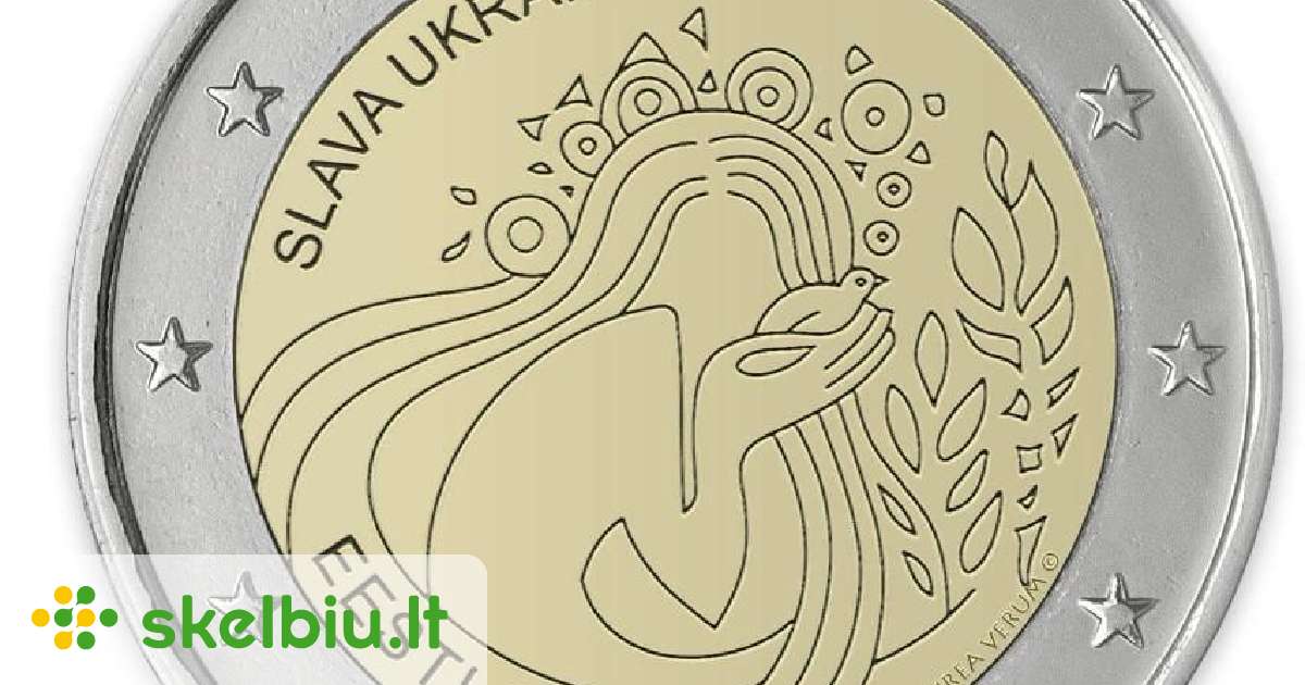 2 euro moneta, Estija 2022 m. Slava Ukraini 2 euro - Skelbiu.lt