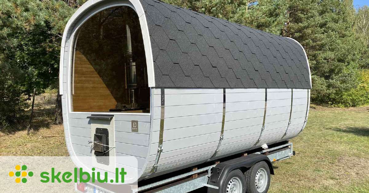 Kvadratinė pirtis ant priekabos, mobili pirtis. - Skelbiu.lt