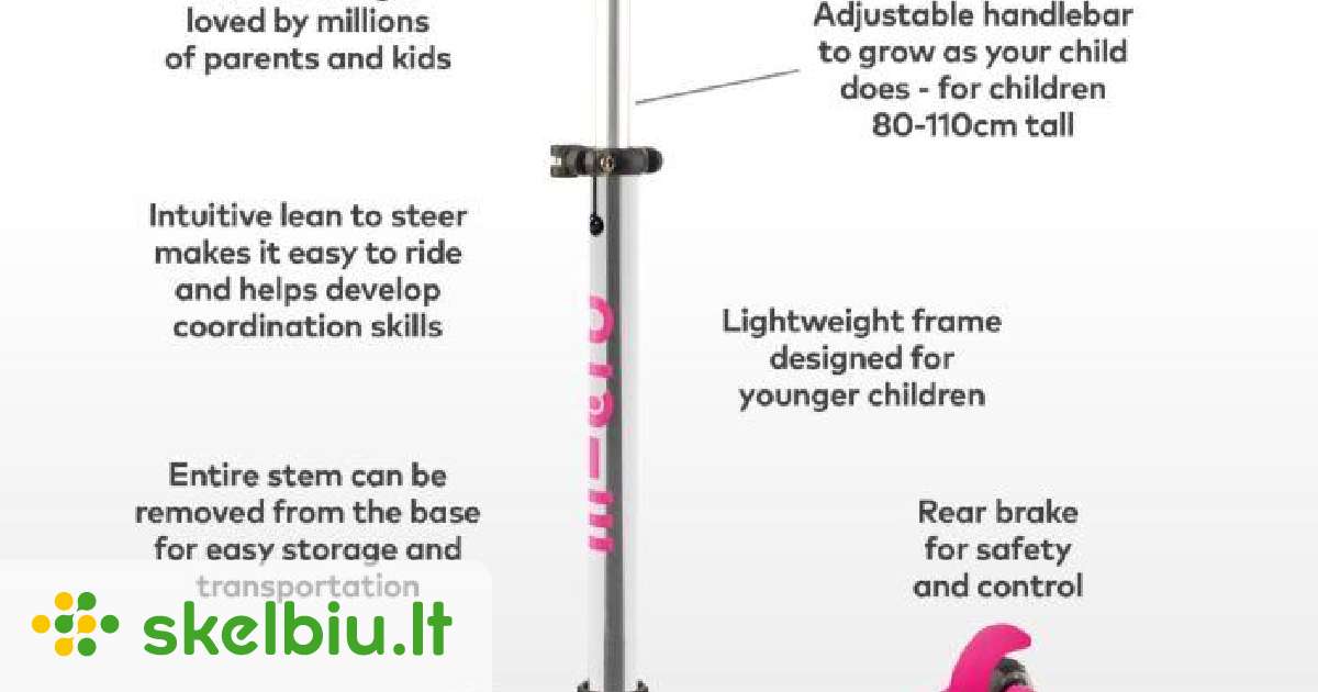 Mini Micro Plus Pink LED Scooter - Skelbiu.lt
