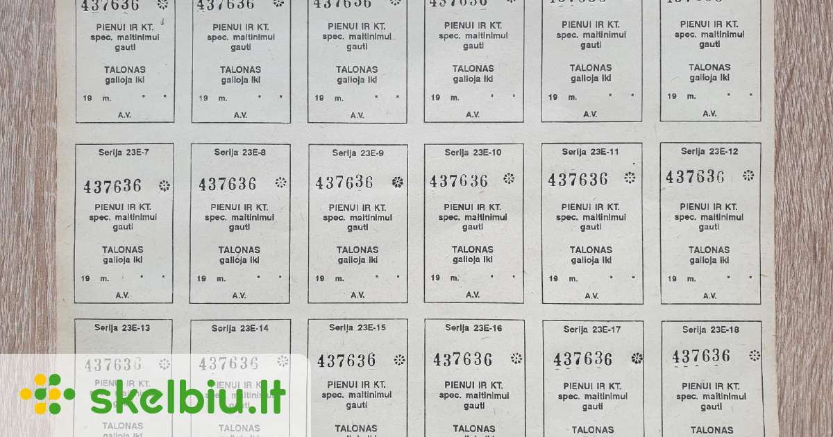 Maisto talonai pienui ir kt.spec maistui - Skelbiu.lt