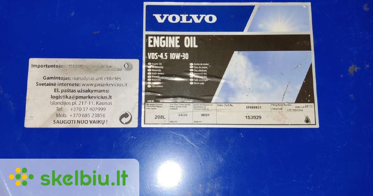 Volvo Vds 4.5 10w30 variklio alyva - Skelbiu.lt