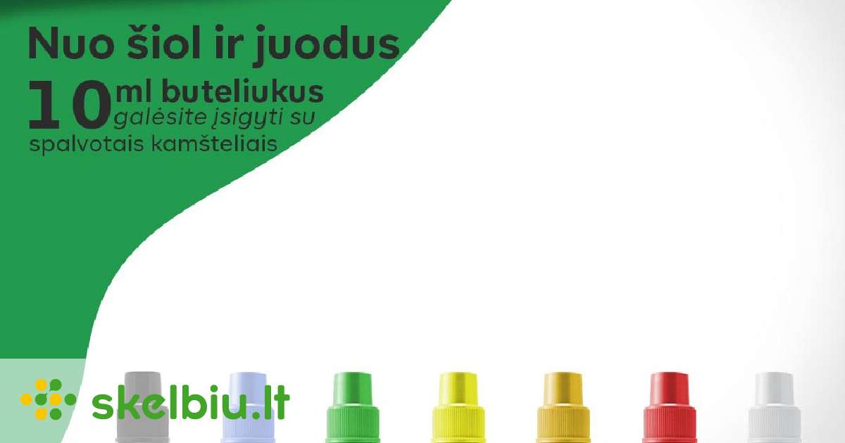 Juodi 10ml buteliukai spalvotais kamšteliais - Skelbiu.lt
