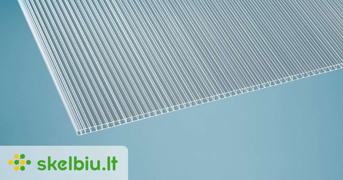 Kanalinis polikarbonatas 10mm, Skaidrus 2m X 1,05m - Skelbiu.lt