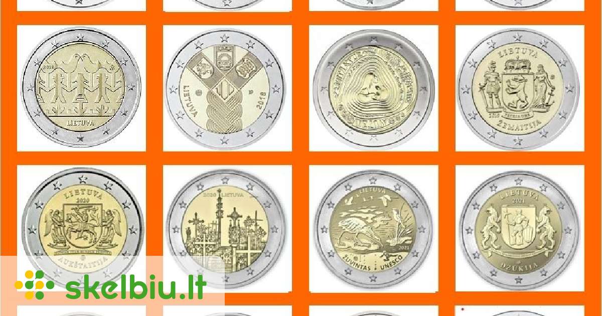 2 eurų Lietuvos proginių Unc monetų rinkinys - Skelbiu.lt