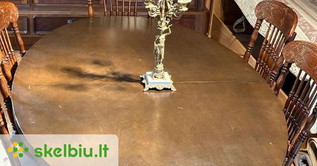 Antikvarinis valgomasis stalas (+12 kėdžių) - Skelbiu.lt