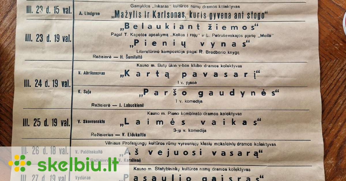 Plakatas afiša Gamyklos Inkaras kultūros namai - Skelbiu.lt