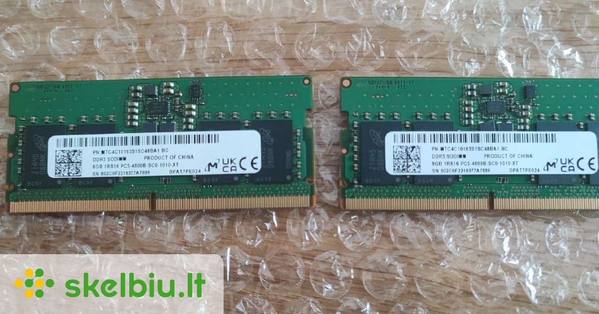 Spartinančioji atmintis RAM Ddr5 2x8gb Pc5-4800b - Skelbiu.lt