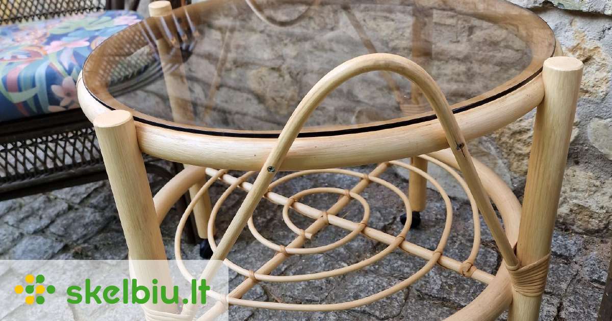 Vintažinis mid century ratango kavos staliukas - Skelbiu.lt