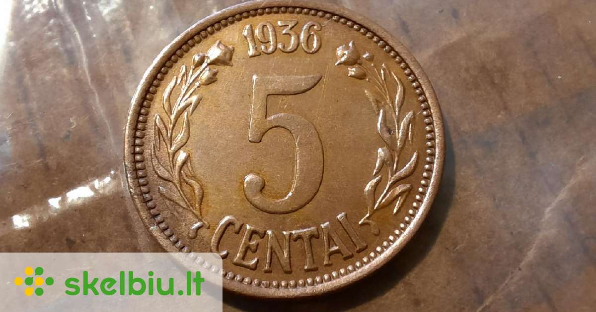 5 centai 1936 - Lietuva Tarpukaris - Skelbiu.lt