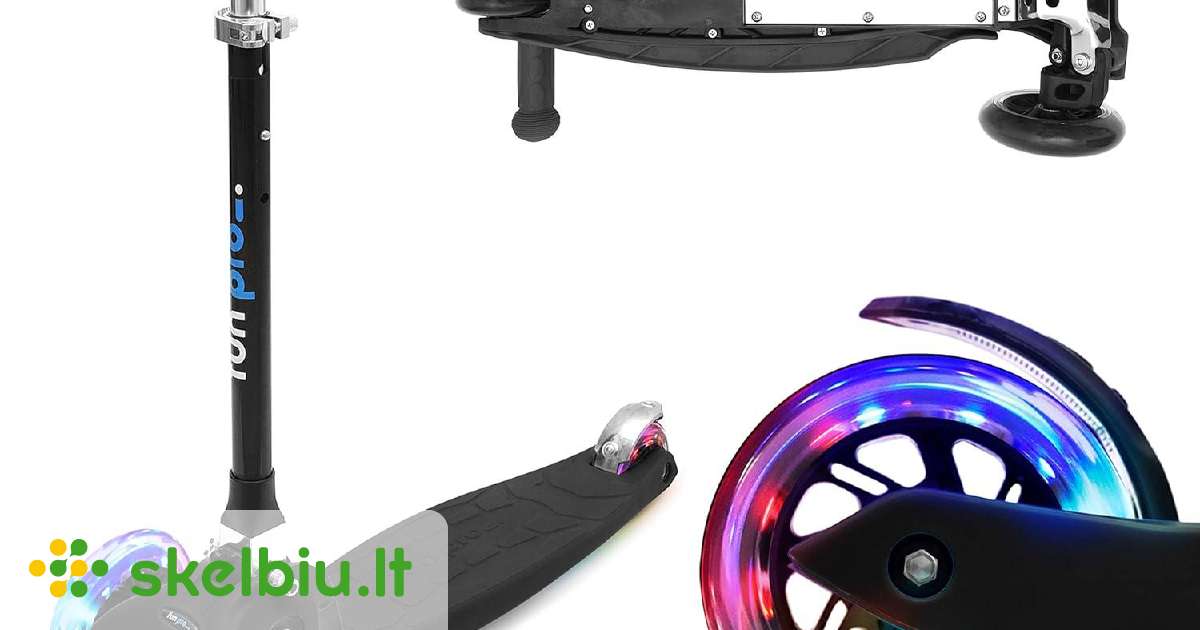 Fun Pro One Paspirtukas LED Ratukais, Black - Skelbiu.lt