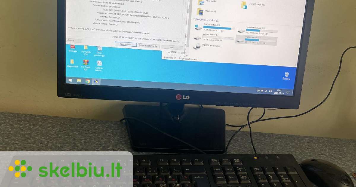 Hp kompiuteris + LG monitorius + klaviatura - Skelbiu.lt