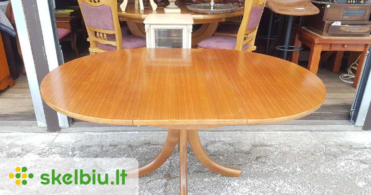 Vokiškas Medinis Apvalus išskleidžiamas Stalas - Skelbiu.lt