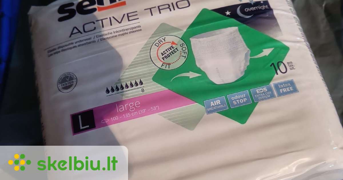 Seni sauskelnės Active Trio, L Dydis, 10 vnt. - Skelbiu.lt