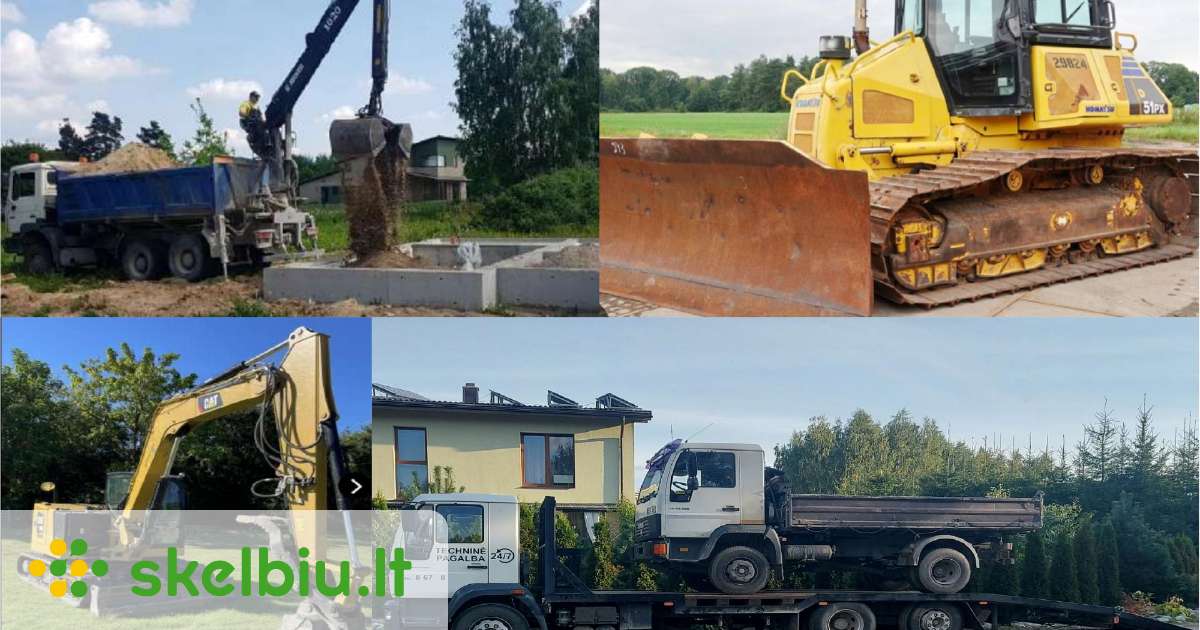 Sunkvežimis su kaušu ir kranu fiskaras buldozeris - Skelbiu.lt