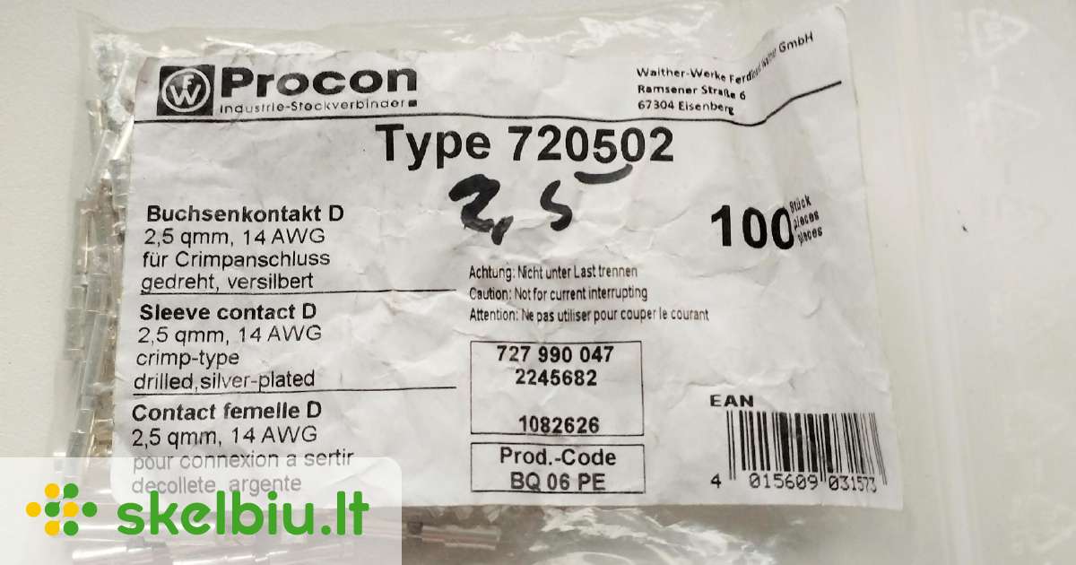 Walther procon sidabriniai antgaliai 2.5kv mm fem - Skelbiu.lt