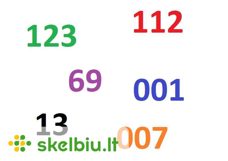 Numeriai su skaičiais: (123) + (69) + (13) + (112) - Skelbiu.lt