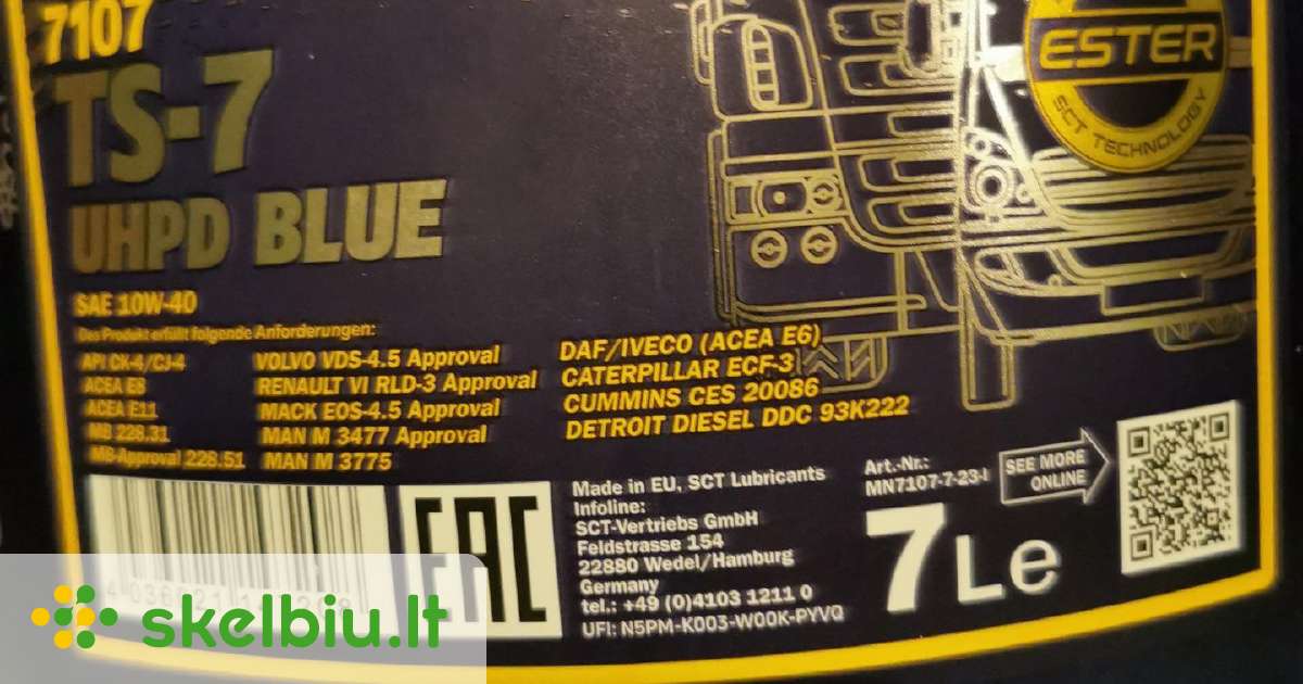 Mannol alyva Ts-7 Uhpd Blue - Skelbiu.lt