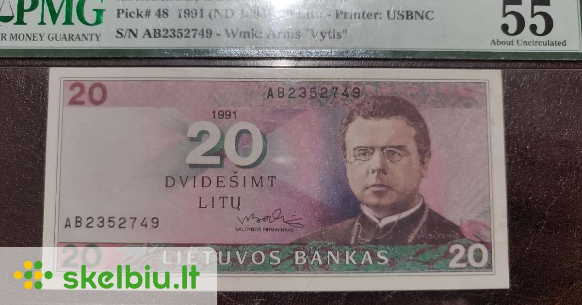 Litai 20 litų banknotai centai monetos memel mark - Skelbiu.lt