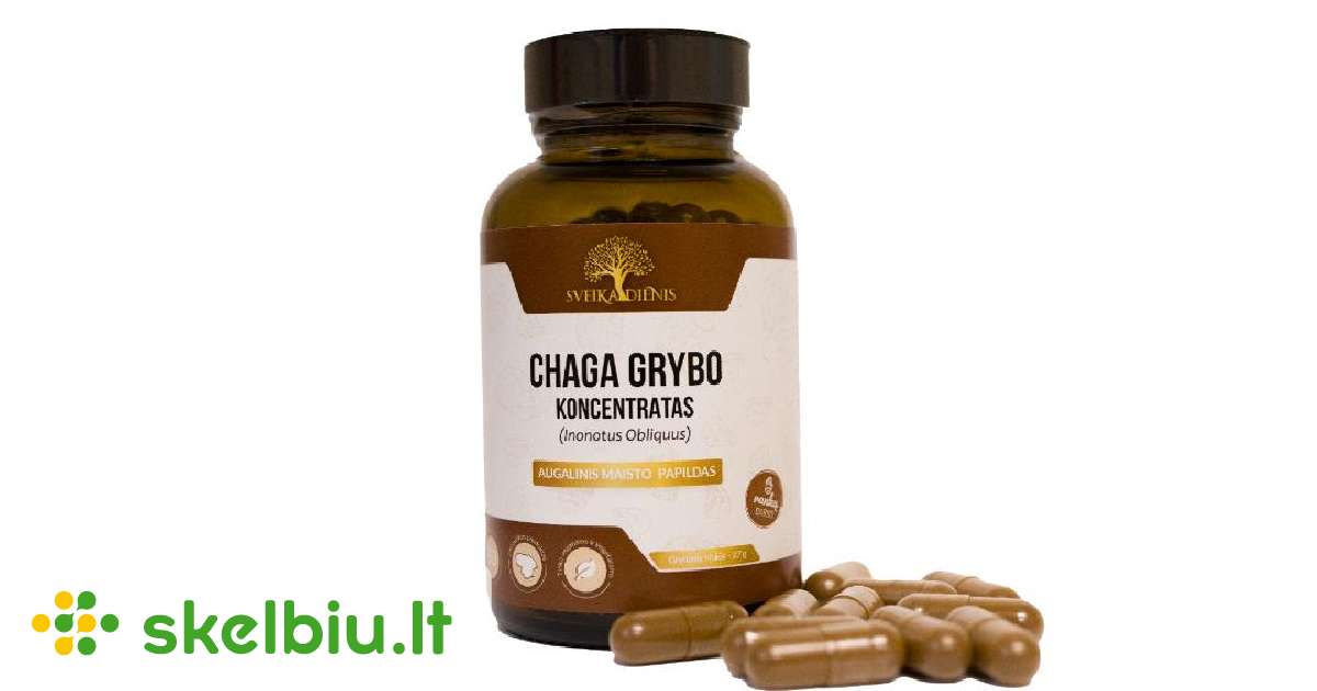 Maisto papildas Chaga Grybas kapsulėse, 60 vnt. - Skelbiu.lt