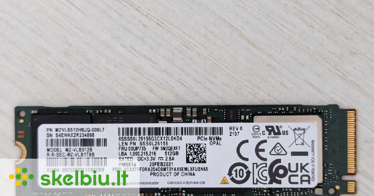 Samsung 512gb SSD (mzvlb512hbjq-000l7) - Skelbiu.lt