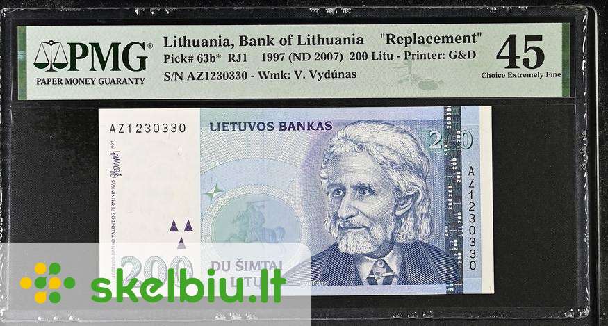 200 Litu 1997 Az Replacement Pmg-45 - Skelbiu.lt