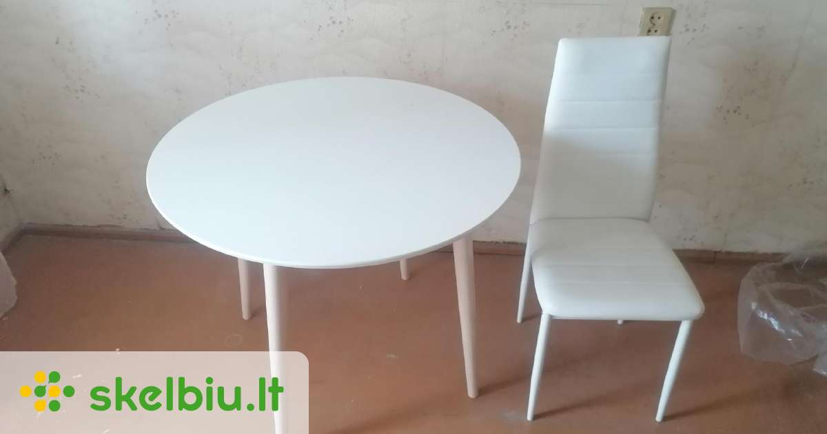 Valgomojo - virtuvės stalas, apvalus, baltas. - Skelbiu.lt