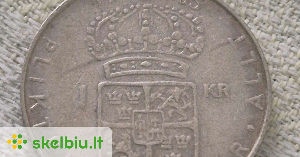 Švedija, 1 krona, sidabras, 1965m. - Skelbiu.lt
