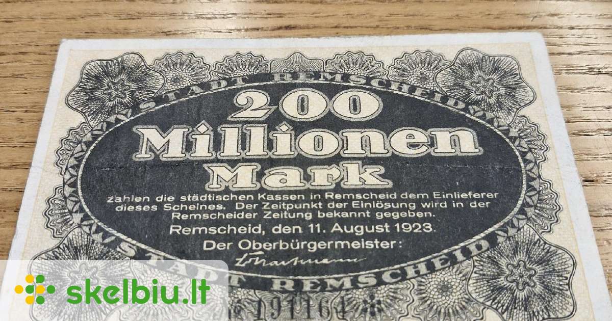Vokietija 200 Milijonų markių 1923m. - Skelbiu.lt