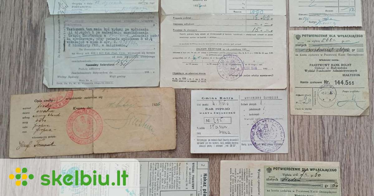 Seni dokumentai, kvitai - Skelbiu.lt