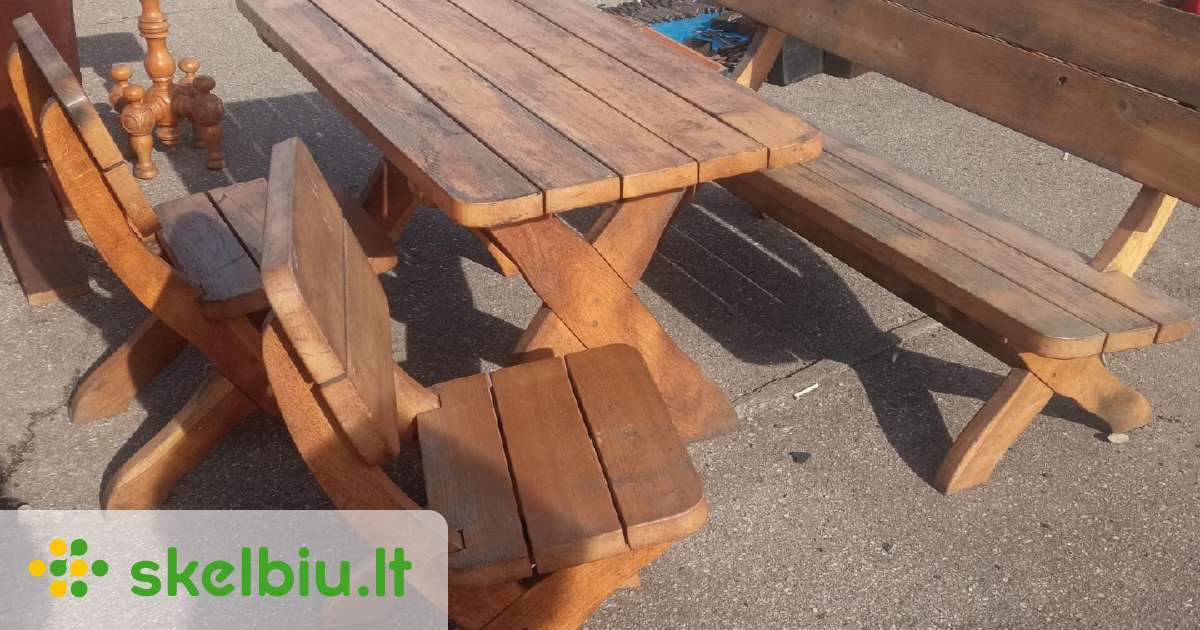 Azuolinis stalas ir kedes - Skelbiu.lt