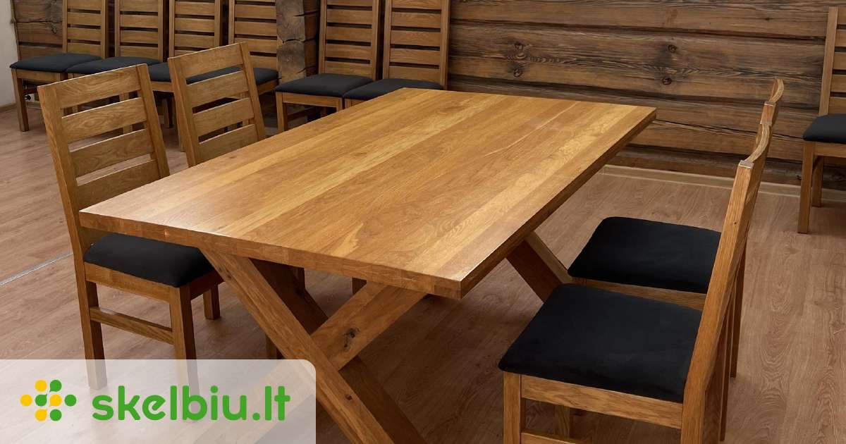 Ąžuoliniai stalai ir kėdės - Skelbiu.lt