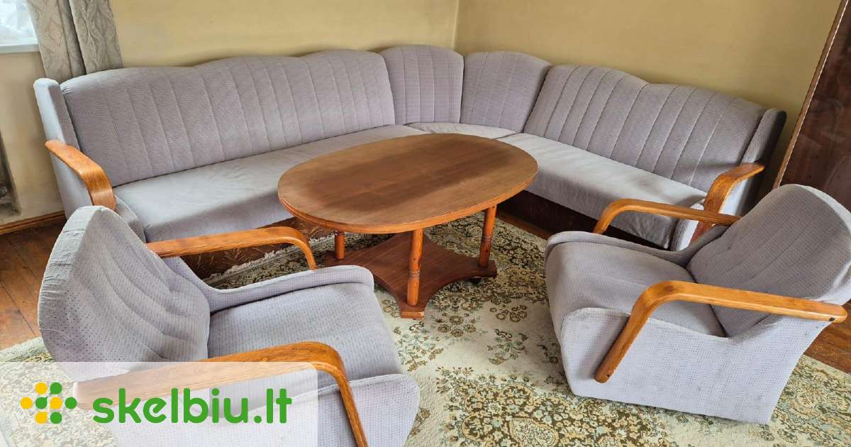 Dėvėti baldai, minkstas kampas, foteliai, stalas - Skelbiu.lt