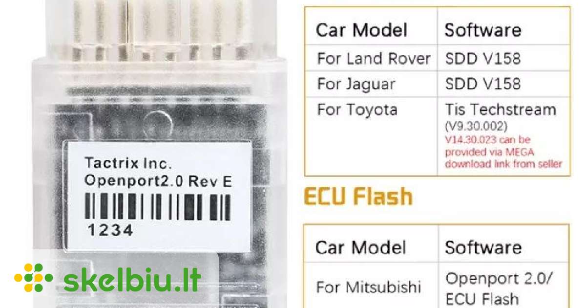 Tactrix Openport V2.0+ Ecu Flash įranga - Skelbiu.lt