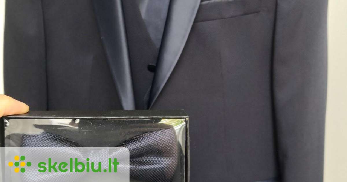 Tamsiai mėlynas smokingas (kostiumas) su kelnėmis - Skelbiu.lt