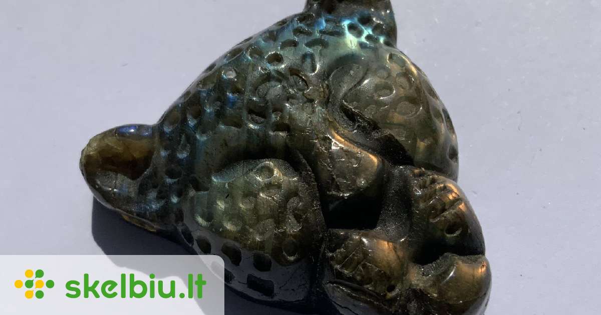Labradorito leopardo skulptūra, akmuo, mineralas. - Skelbiu.lt