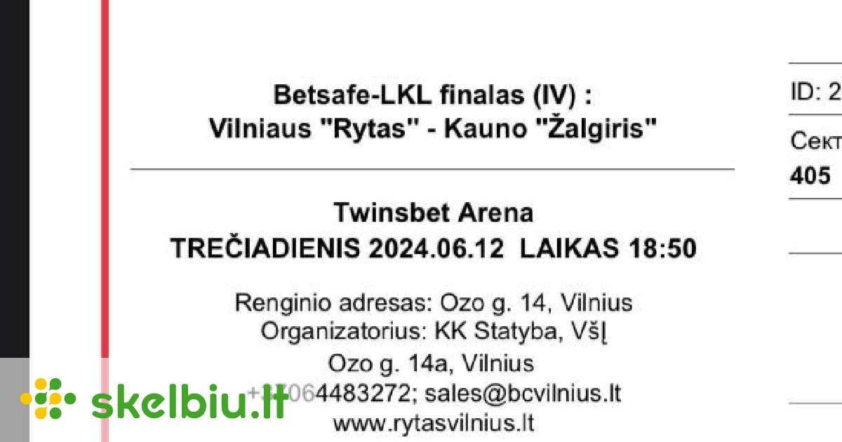 Turiu 2 bilietus Rytas-žalgiris 4 rungtynės - Skelbiu.lt