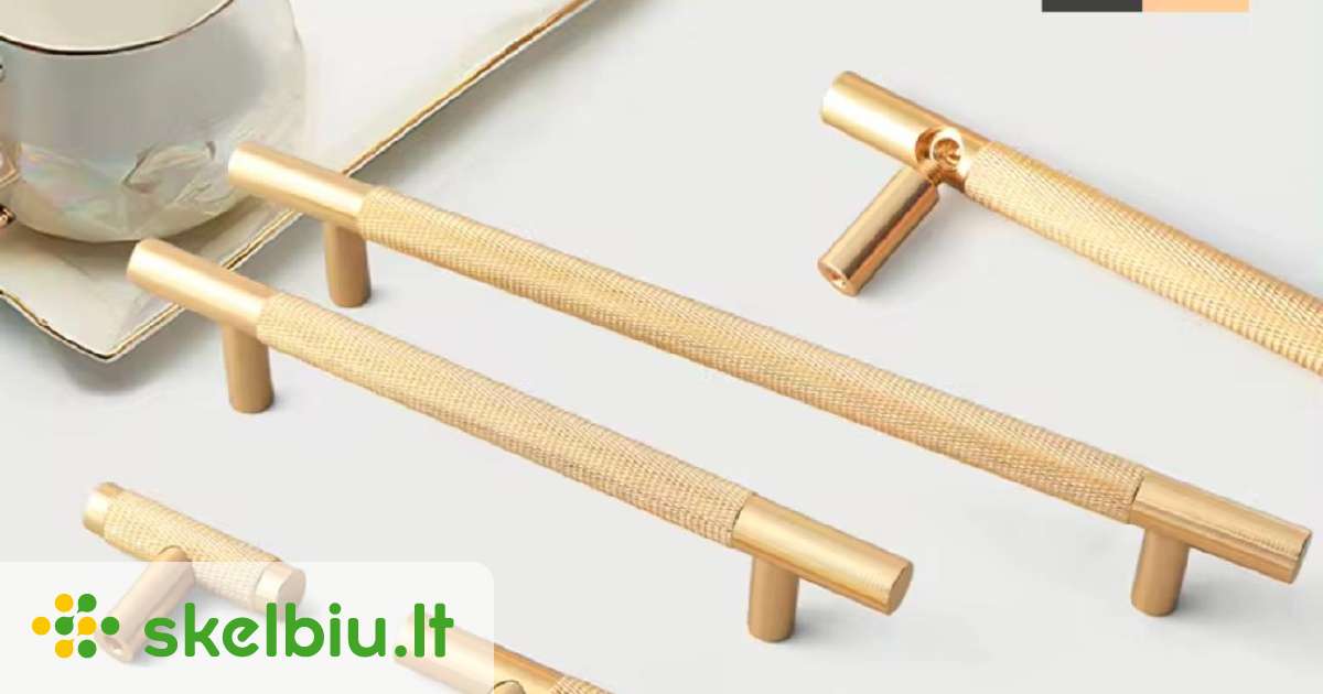Knurled aukso spintelių rankenėlės - Skelbiu.lt