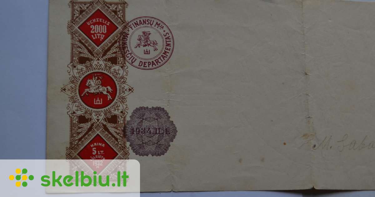Vekselis 1932-1934 m.2000 litu,retas - Skelbiu.lt