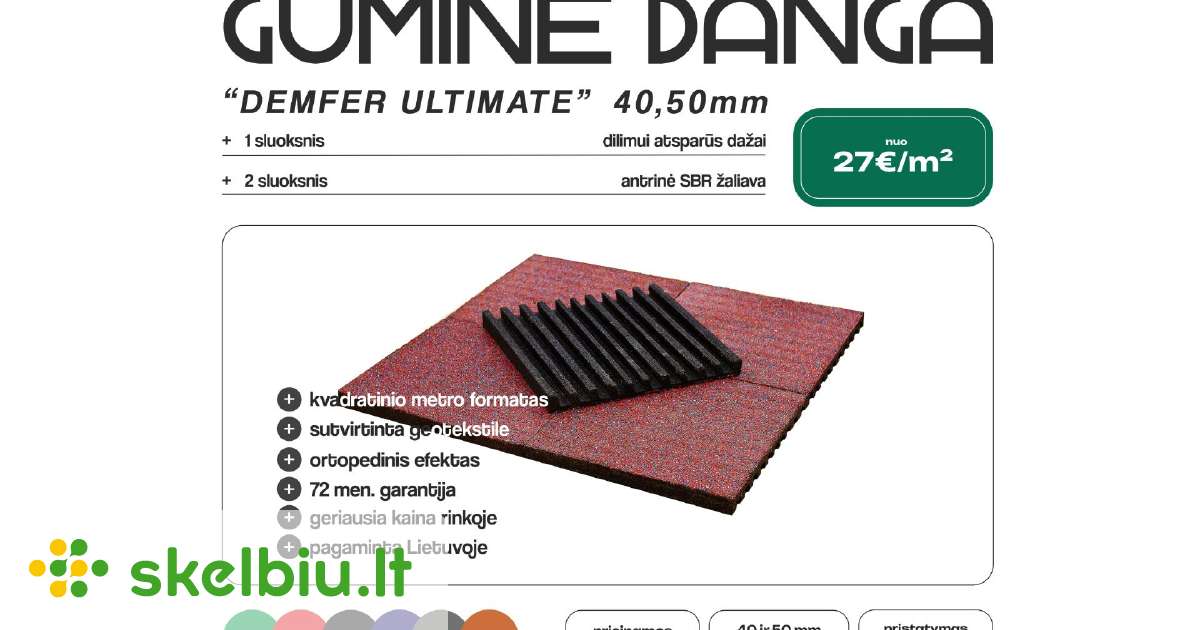 Guminė grindų danga „Demfer Standard“ - Skelbiu.lt