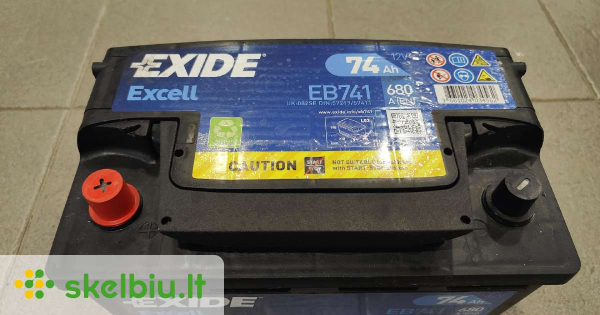 Akumuliatorius Exide EXCell Eb741 74ah 680a - Skelbiu.lt