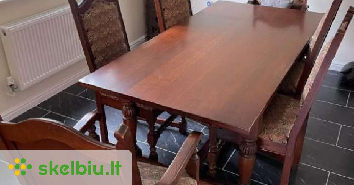 Azuolo masyvo stalas su kedemis - Skelbiu.lt