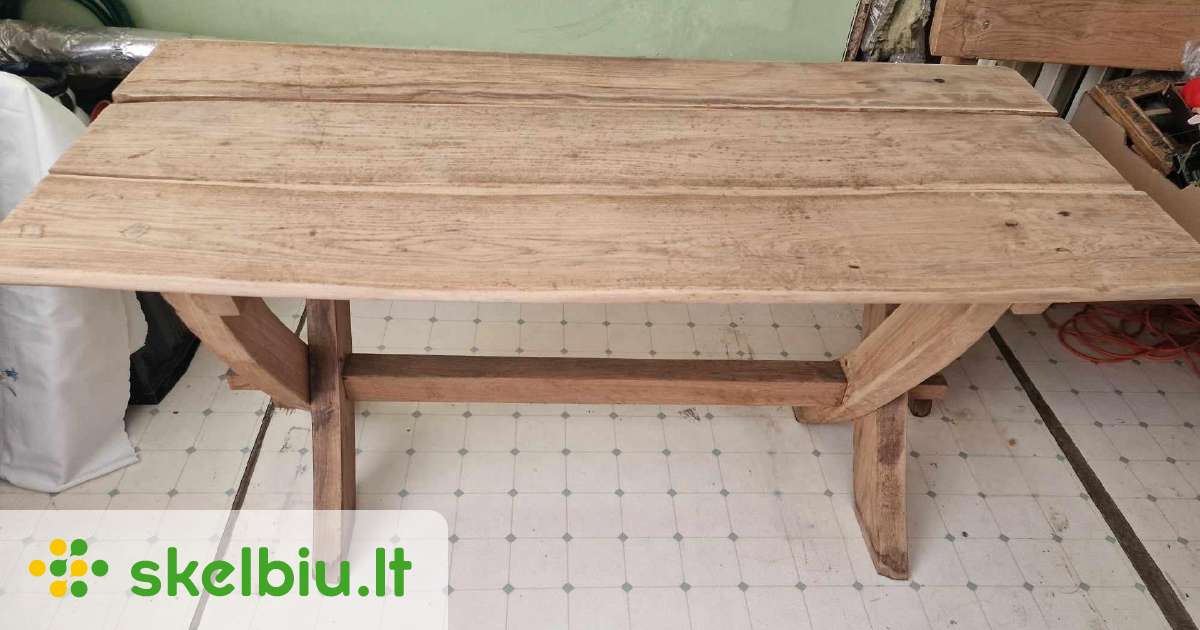 Ąžuolinis stalas+ ąžuolinis suolas - Skelbiu.lt