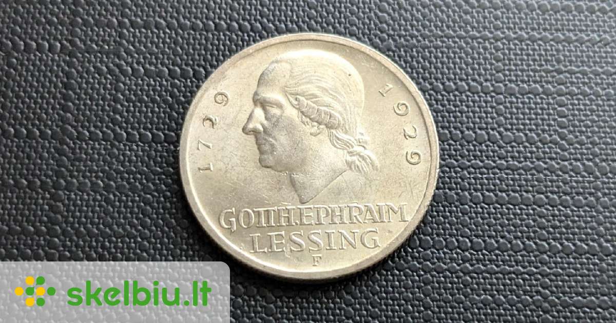Vokietija 3 Mark Lessing 1929f - Skelbiu.lt