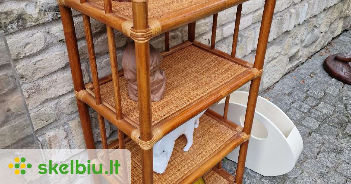 Vintažinė mid century ratango etažerė - Skelbiu.lt