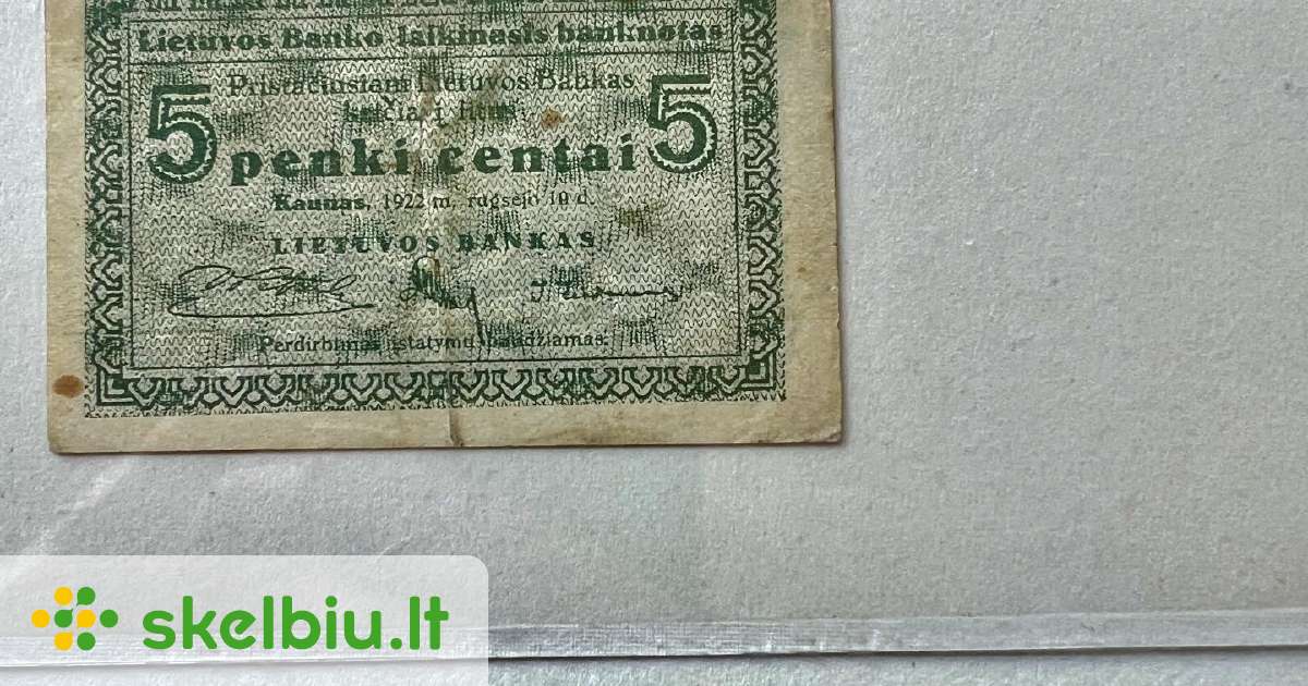 Lietuvos banko 5 cnt. laikinasis banknotas - Skelbiu.lt