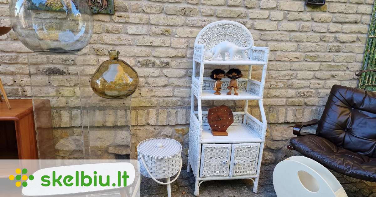 Vintažinė mid century ratango etažerė. - Skelbiu.lt