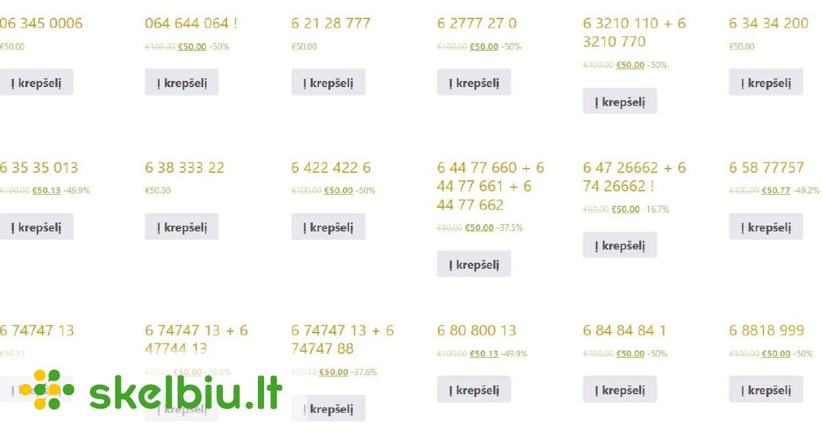 Numeriai + Komplektai = 50 Eurų. (Nauji) - Skelbiu.lt